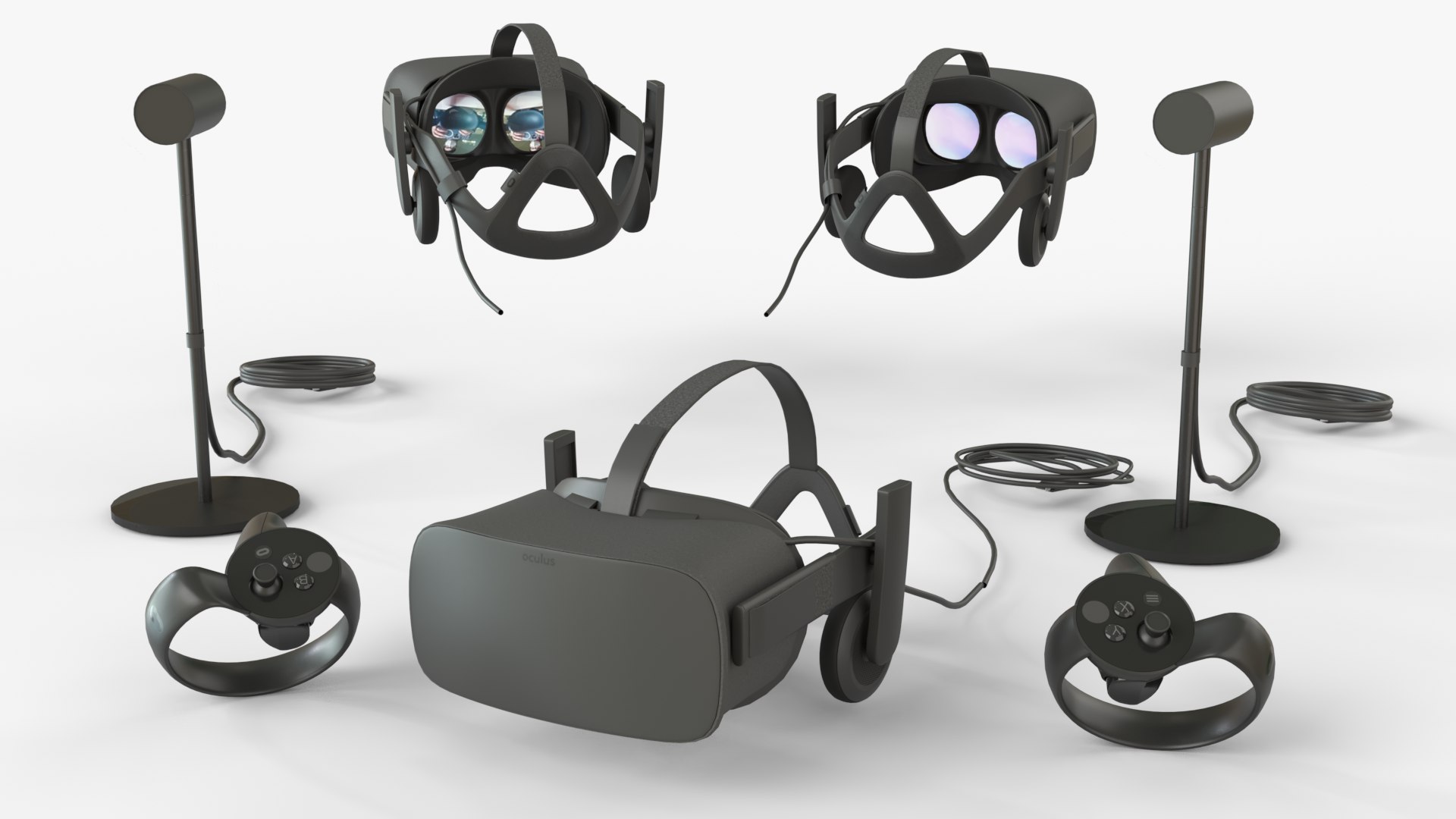 Oculus Rift With Controllers And Sensors Model - TurboSquid 2169974