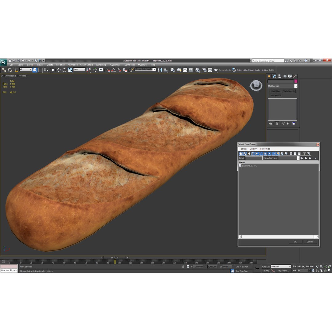 Baguette 3 Modeled 3d Model