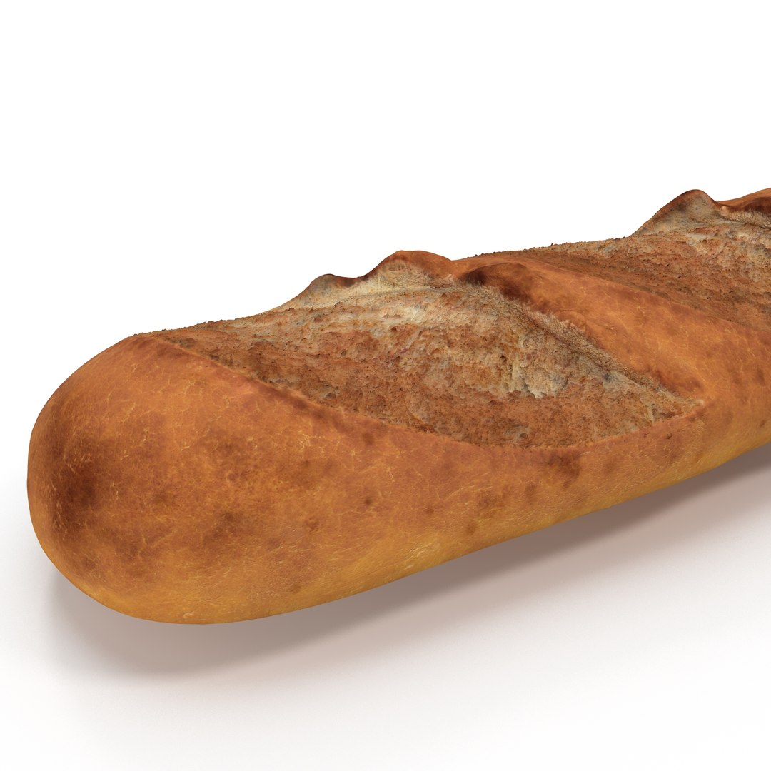 baguette 3 modeled 3d model