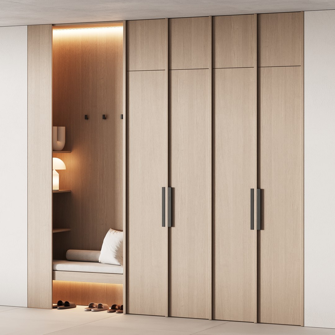541 Hallway Zone 14 Minimal Modular Wardeobe With Seating Niche 3D ...