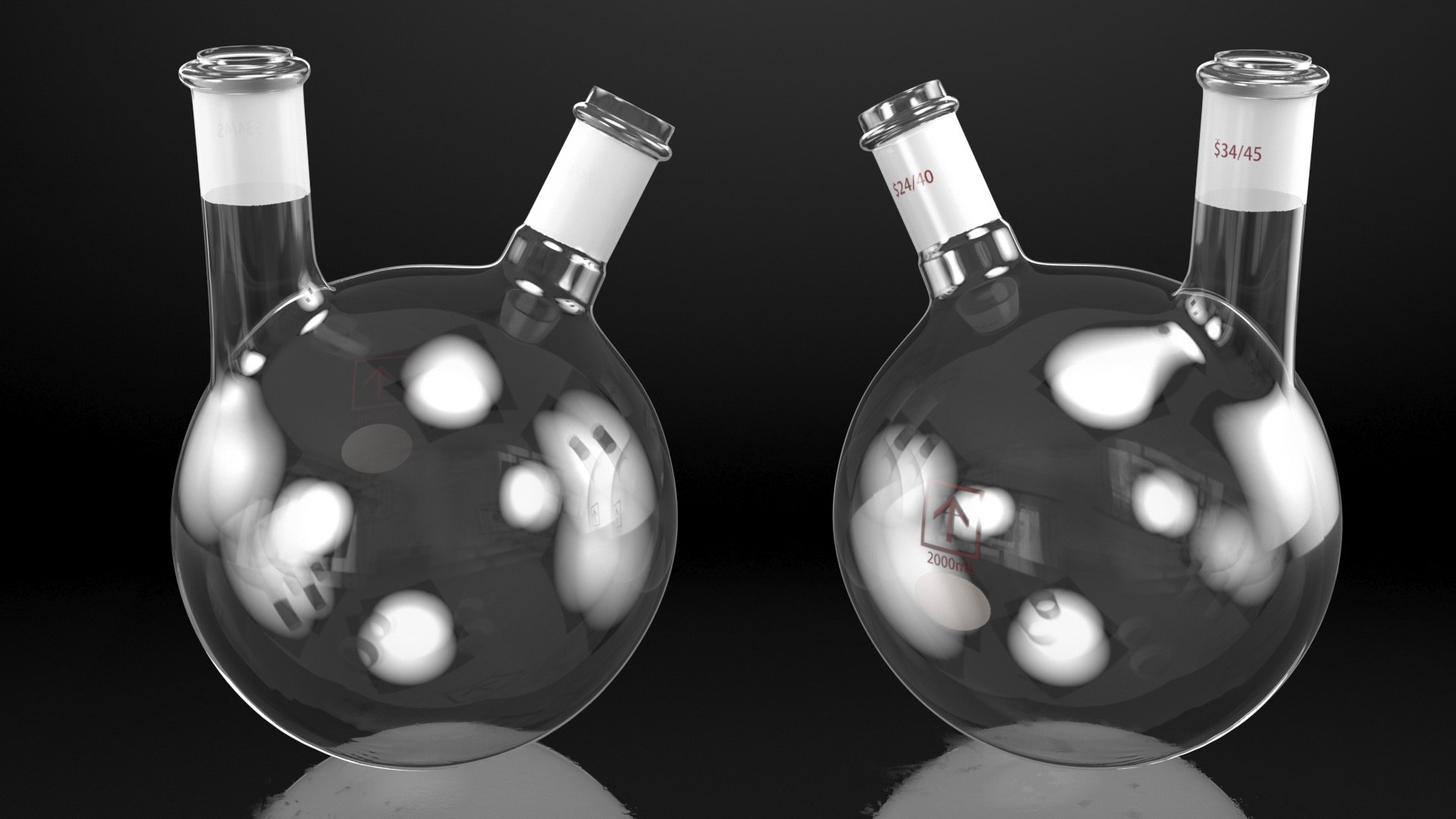3D Model Round Bottom 2-neck Flask - TurboSquid 1902037