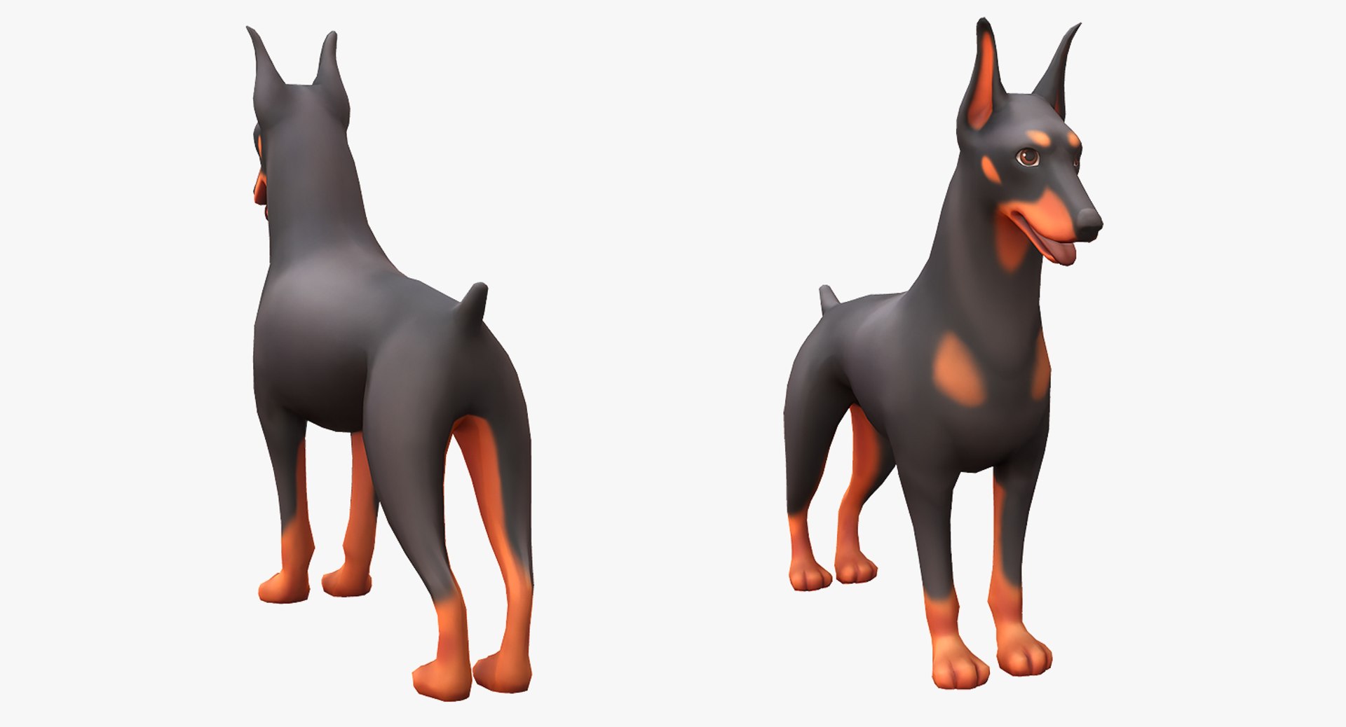 3d cartoon animals doberman model