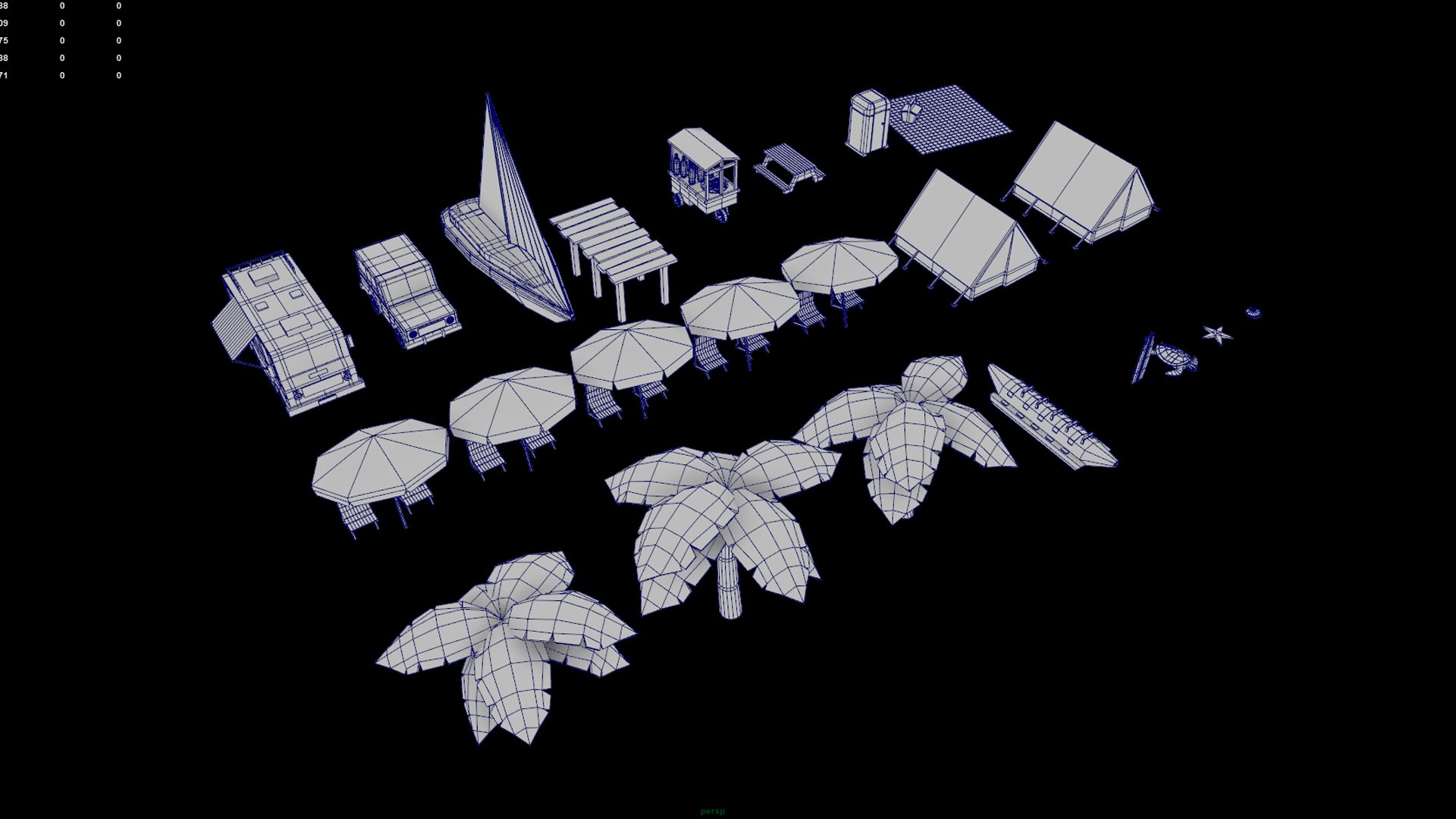 Low Poly Beach Props 3D Model - TurboSquid 2074835