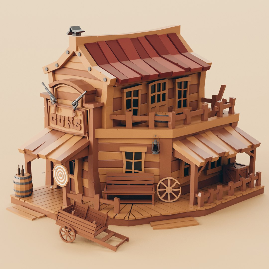 Lowpoly Wild West Gun Shop 01 3D - TurboSquid 1873126