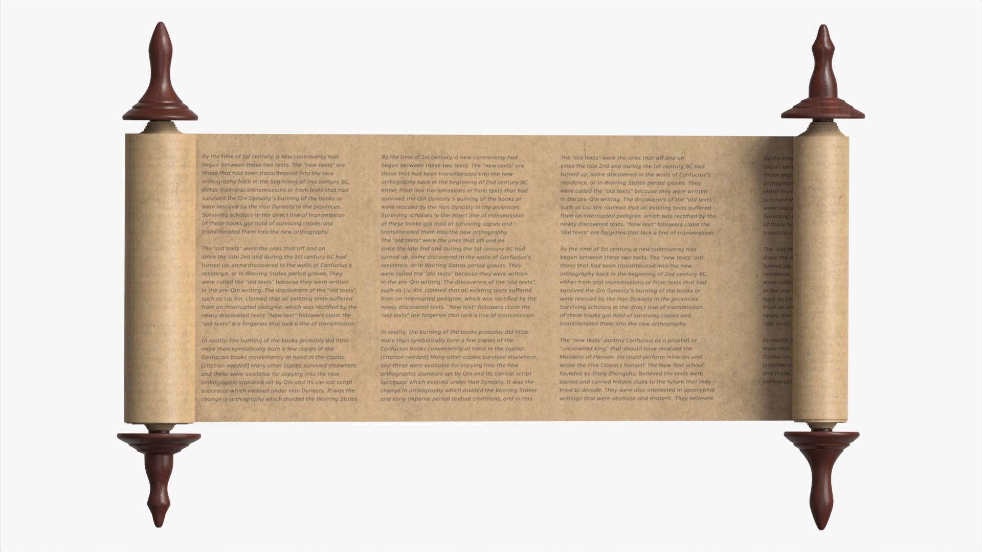 Ancient Scroll With Wooden Rods Old Text 02 Model - TurboSquid 2027330