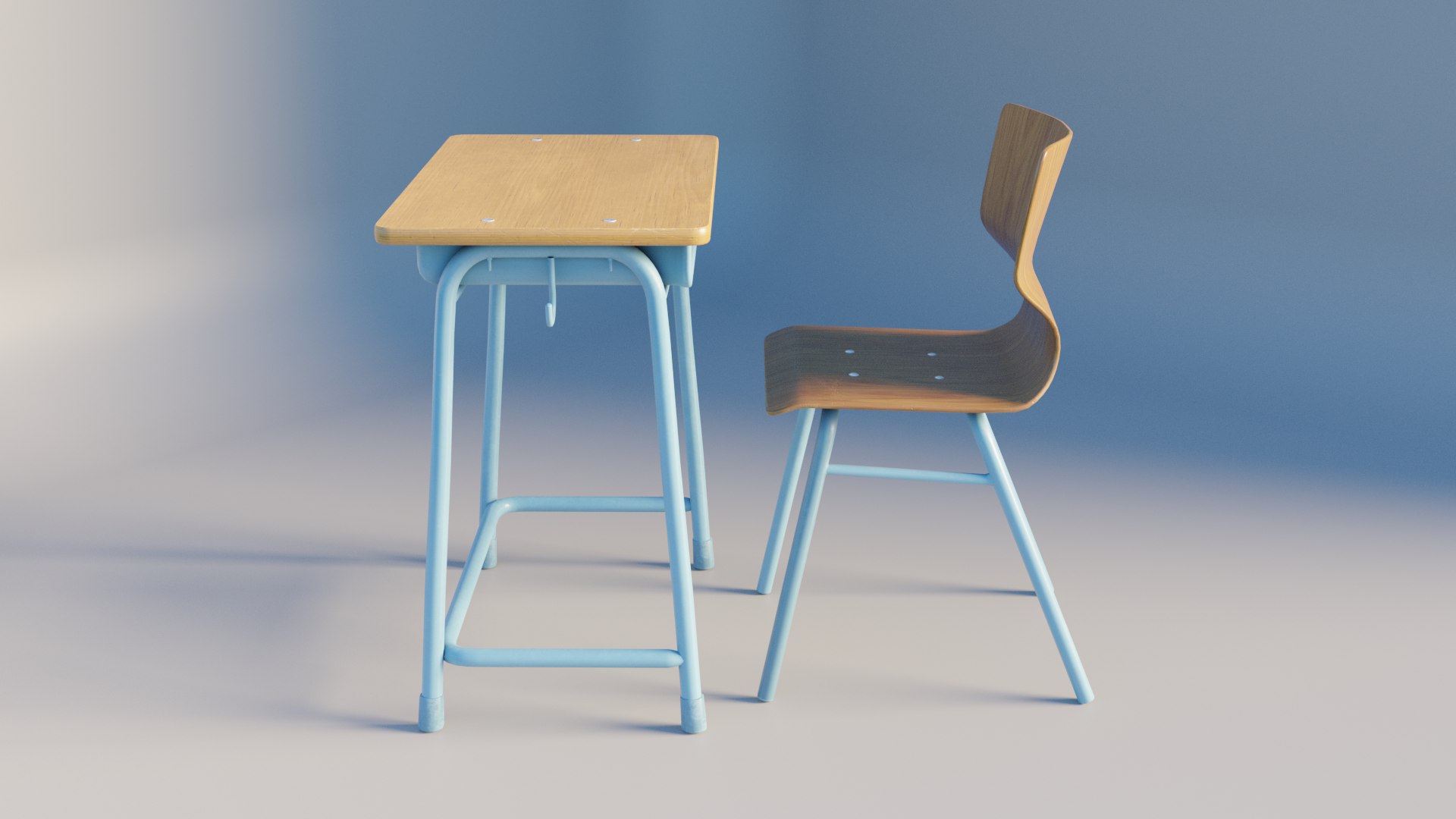 School Desk And Chair Model - TurboSquid 2136414