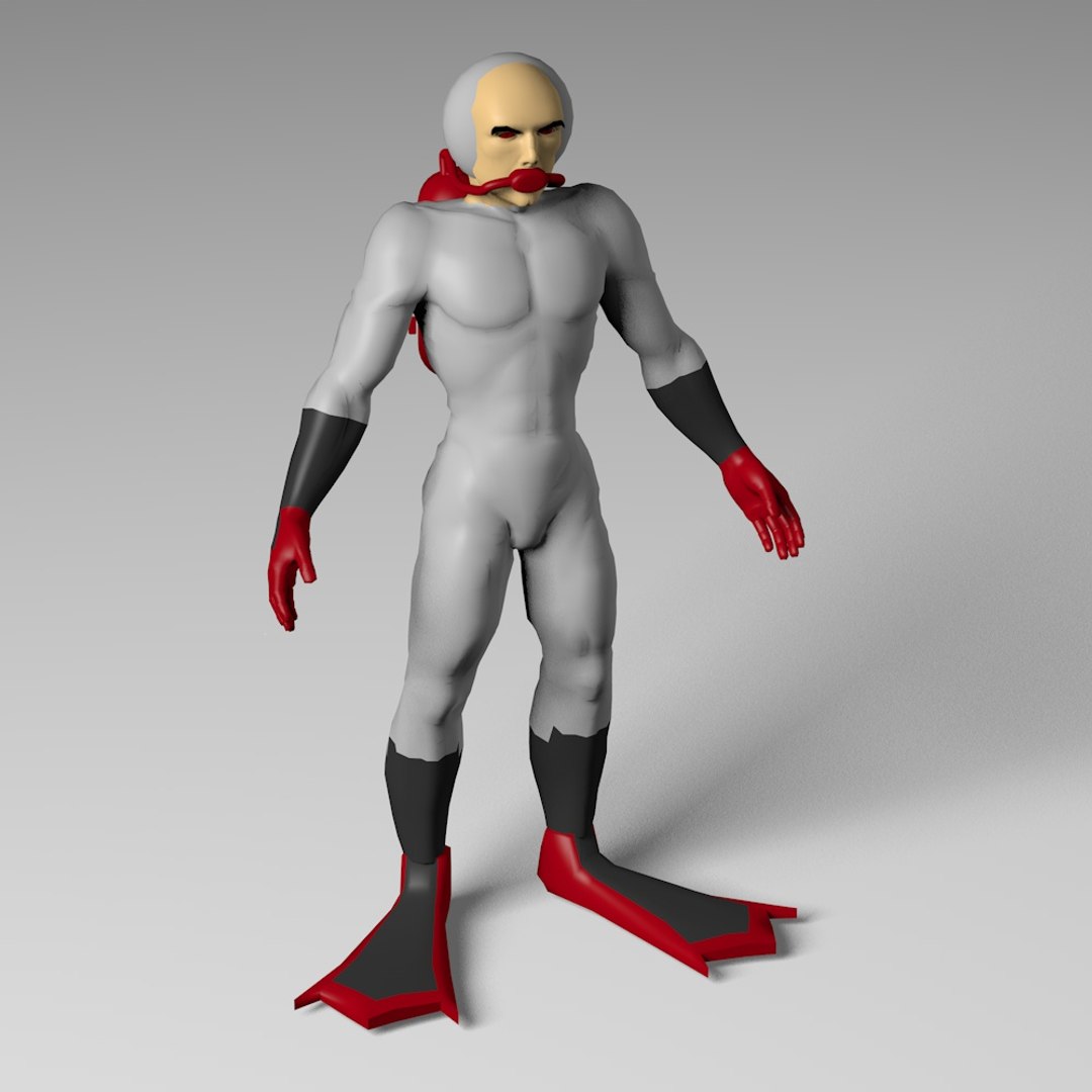 scuba guy man 3d c4d