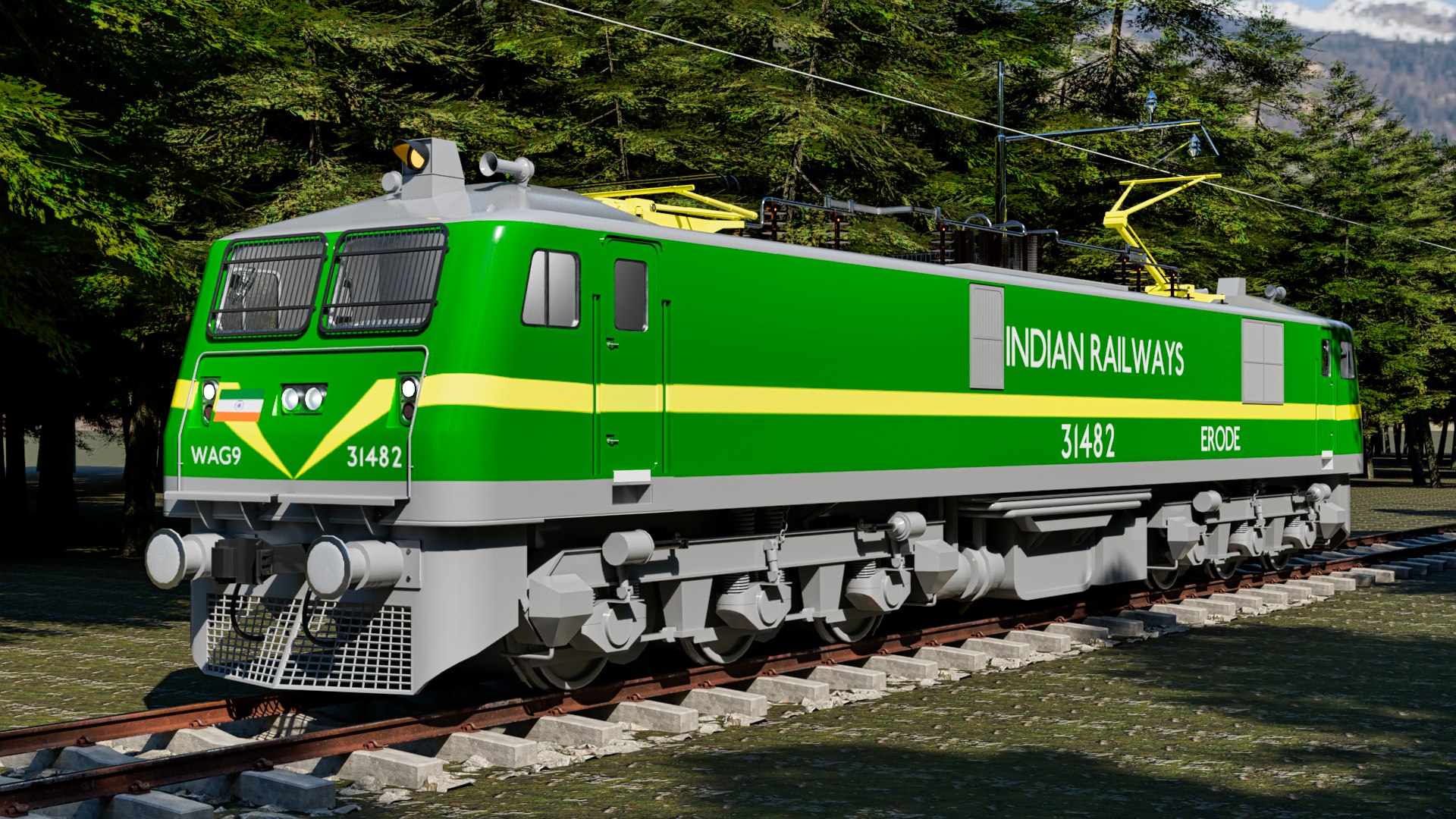 3D Indian Railways WAG 9 Electric Locomotive With Cabin Interior Low ...