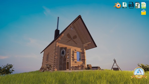 modelo 3d Log Cabin with Interior - TurboSquid 2021154