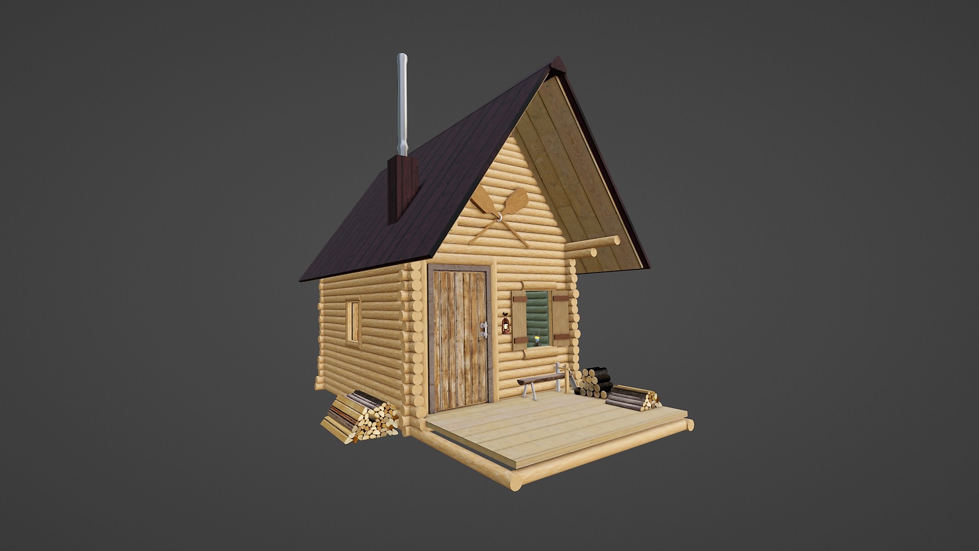 3D Log Cabin With Interior Model - TurboSquid 2021154