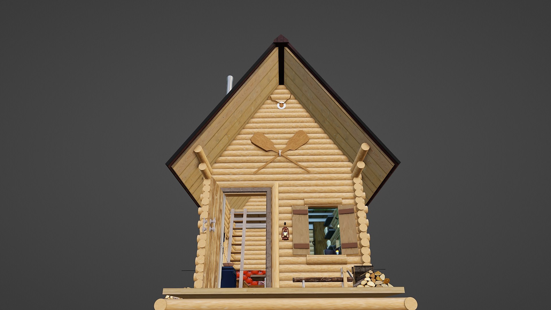 3D Log Cabin With Interior Model - TurboSquid 2021154