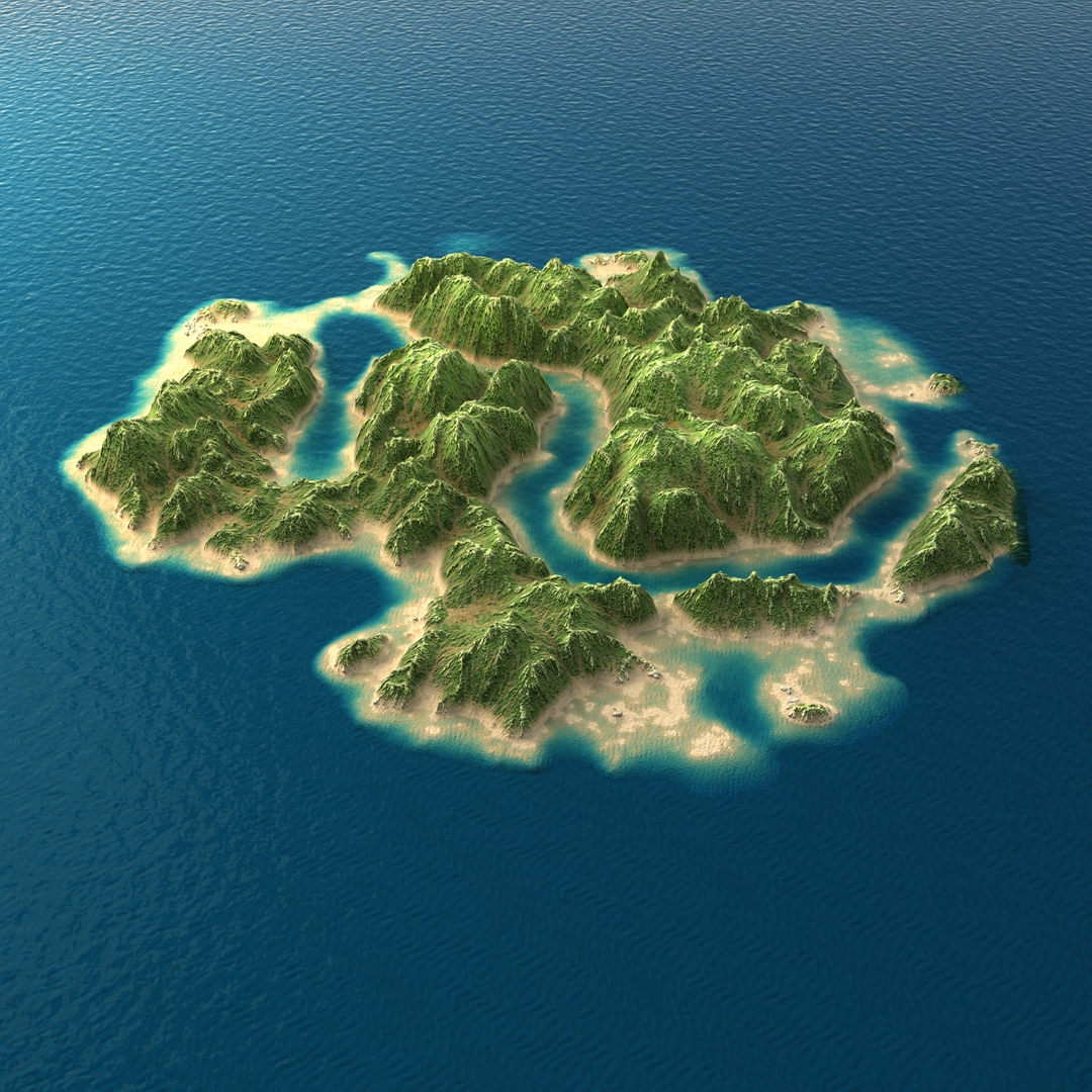 3d realistic tropical island
