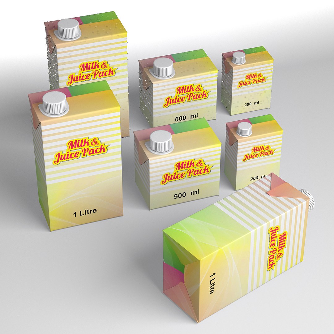 3d Model Of Milk Juice Pack 500