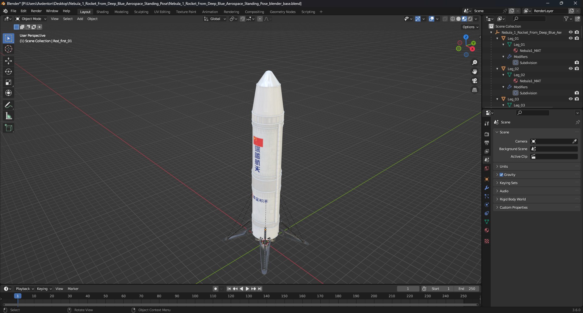 Nebula 1 Rocket From Deep Blue Aerospace Standing Pose 3D Model ...