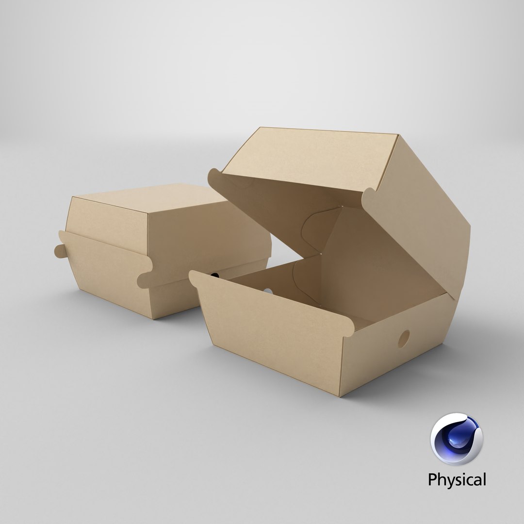 3D Model Detailed Empty Burger Box - TurboSquid 2198863