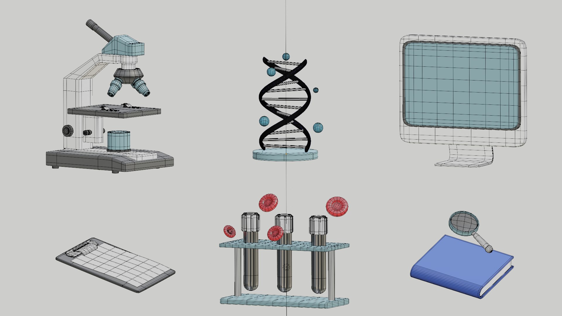 3D Models Of Blood Test Laboratory With Blood Samples In Glass Beaker ...