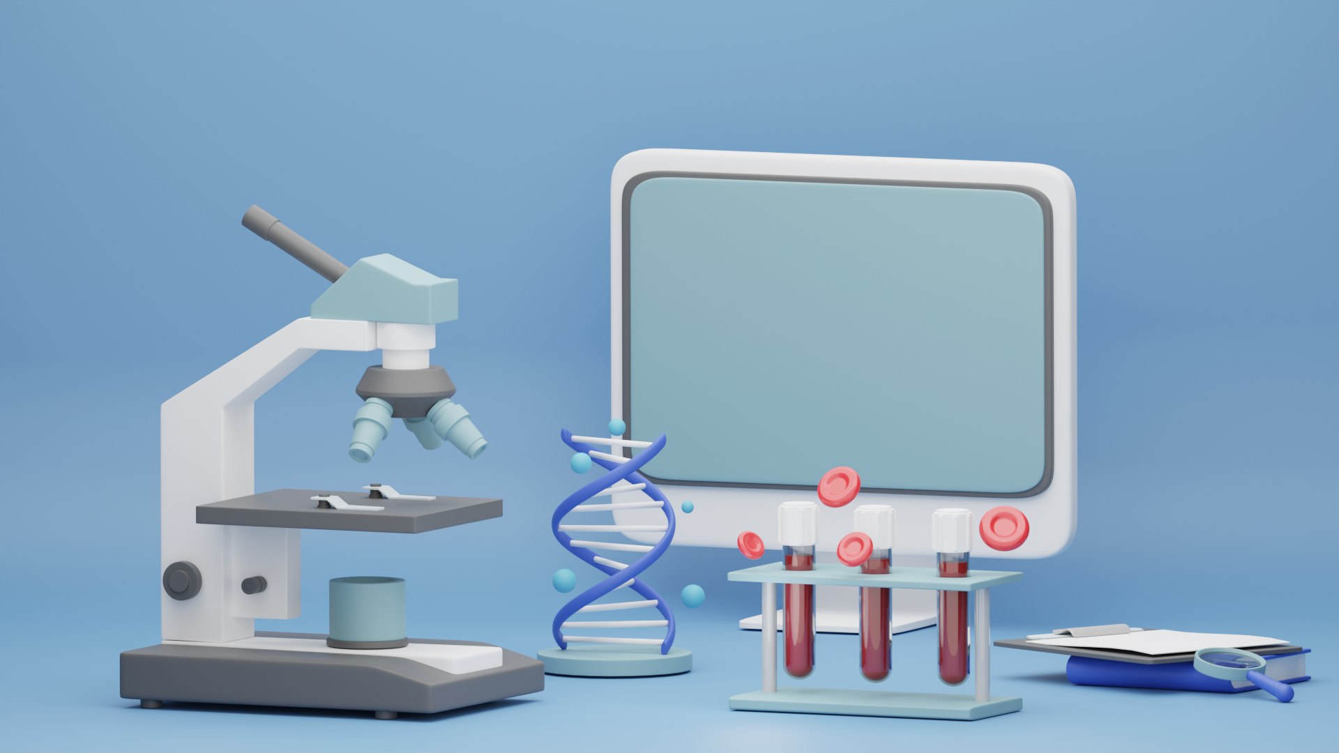 3D Models Of Blood Test Laboratory With Blood Samples In Glass Beaker ...