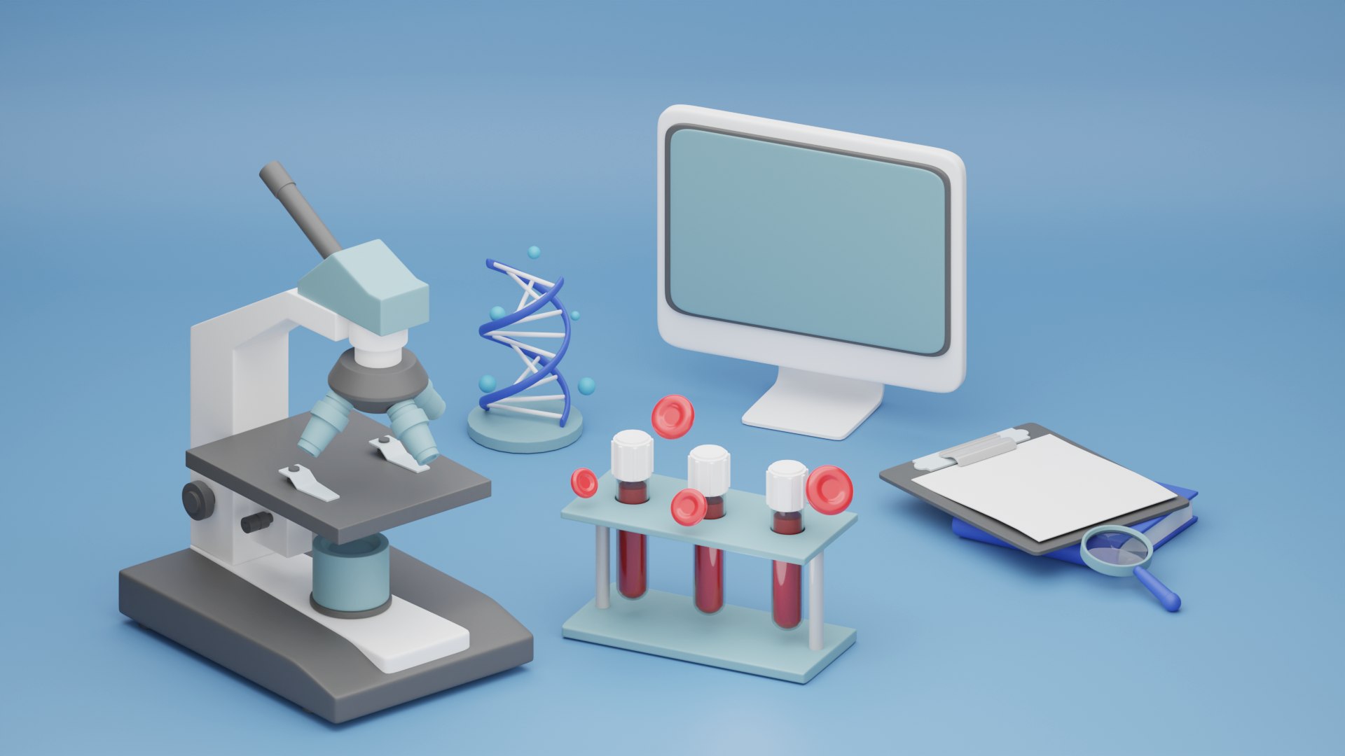 3D Models Of Blood Test Laboratory With Blood Samples In Glass Beaker ...
