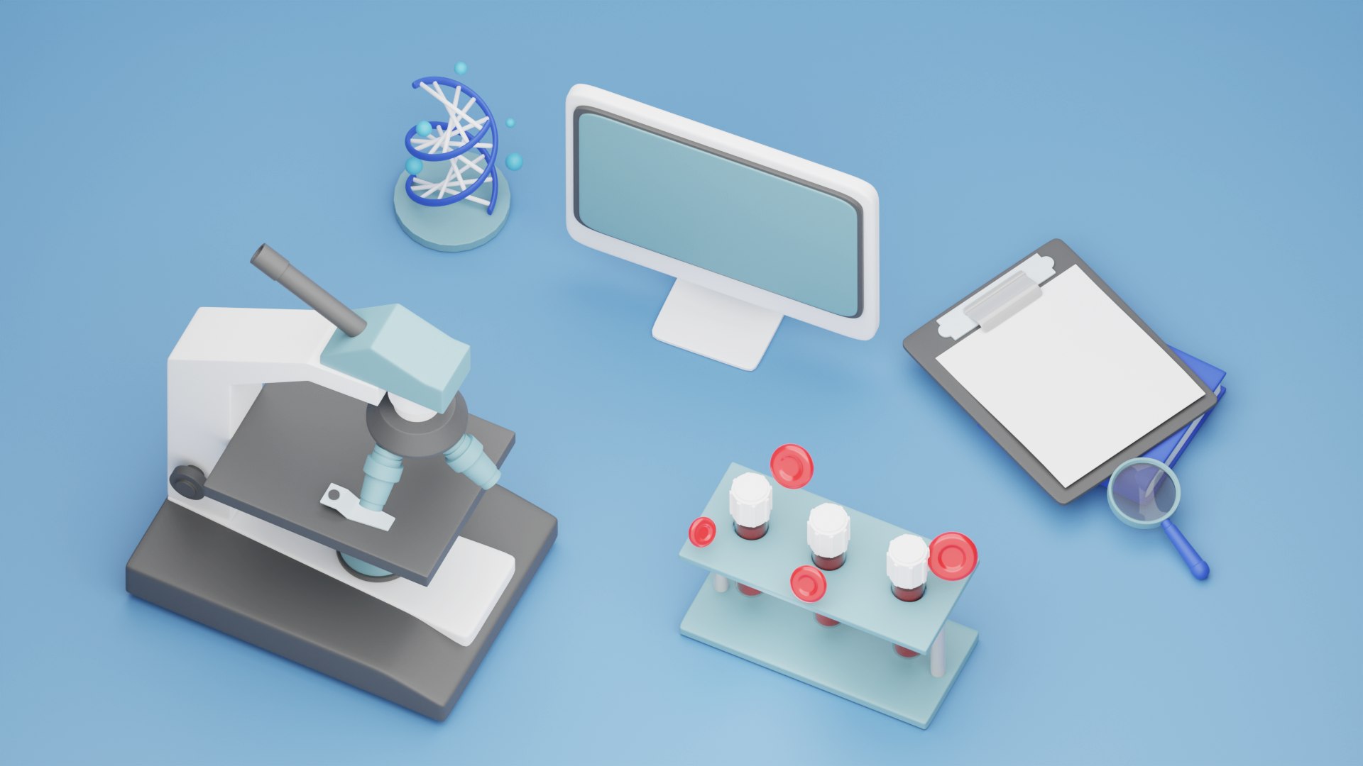 3D Models Of Blood Test Laboratory With Blood Samples In Glass Beaker ...