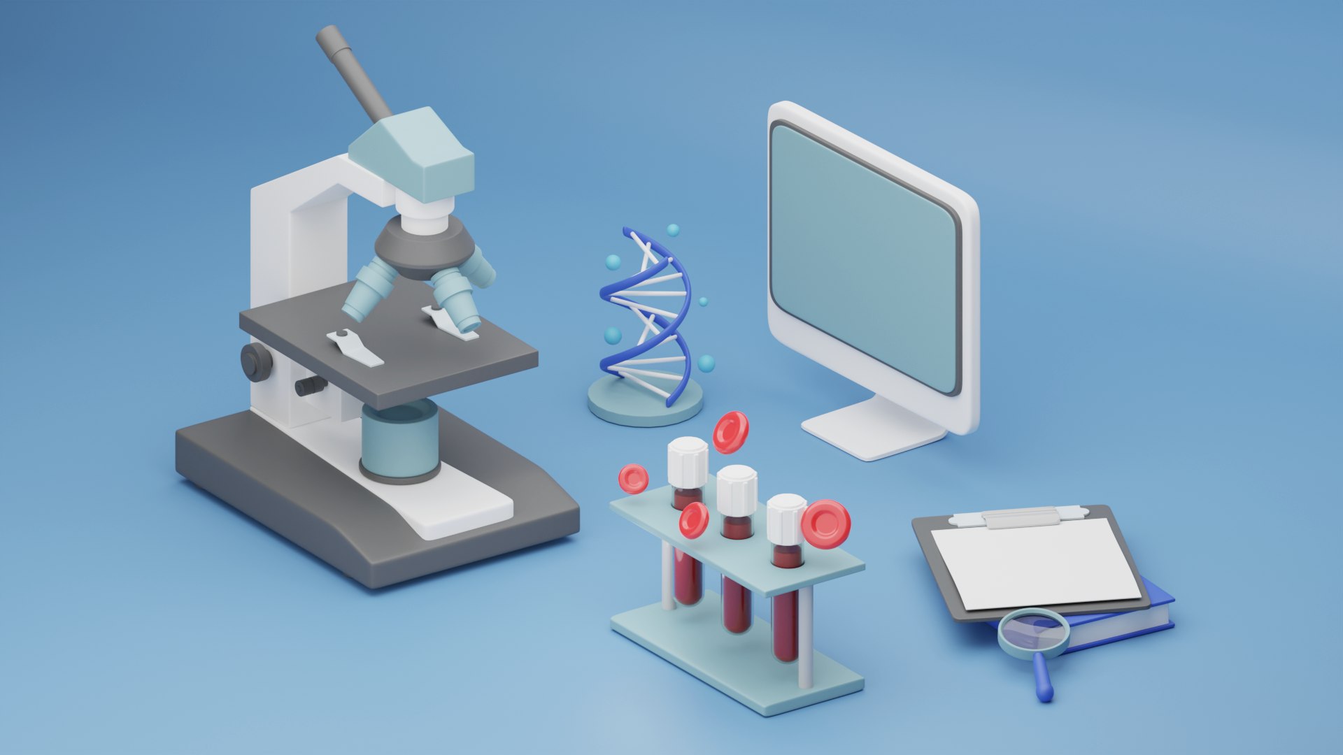 3D Models Of Blood Test Laboratory With Blood Samples In Glass Beaker ...
