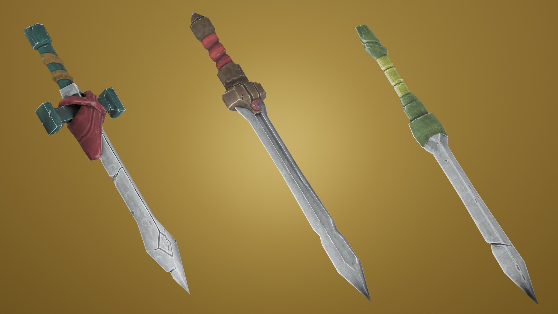 Stylized Handpainted Sword X 3 3D Model - TurboSquid 1919770