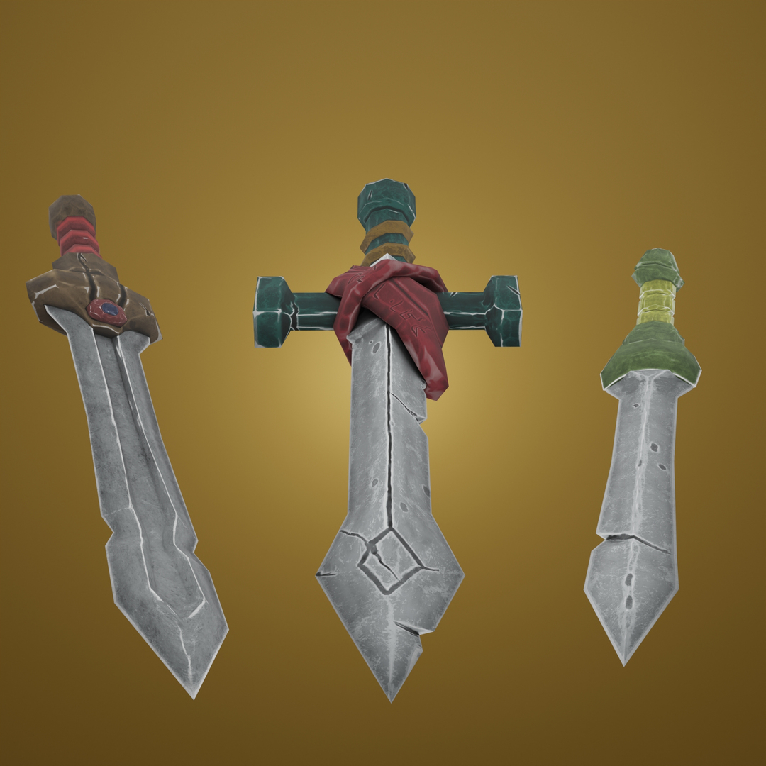 Stylized Handpainted Sword x 3 3D model - TurboSquid 1919770