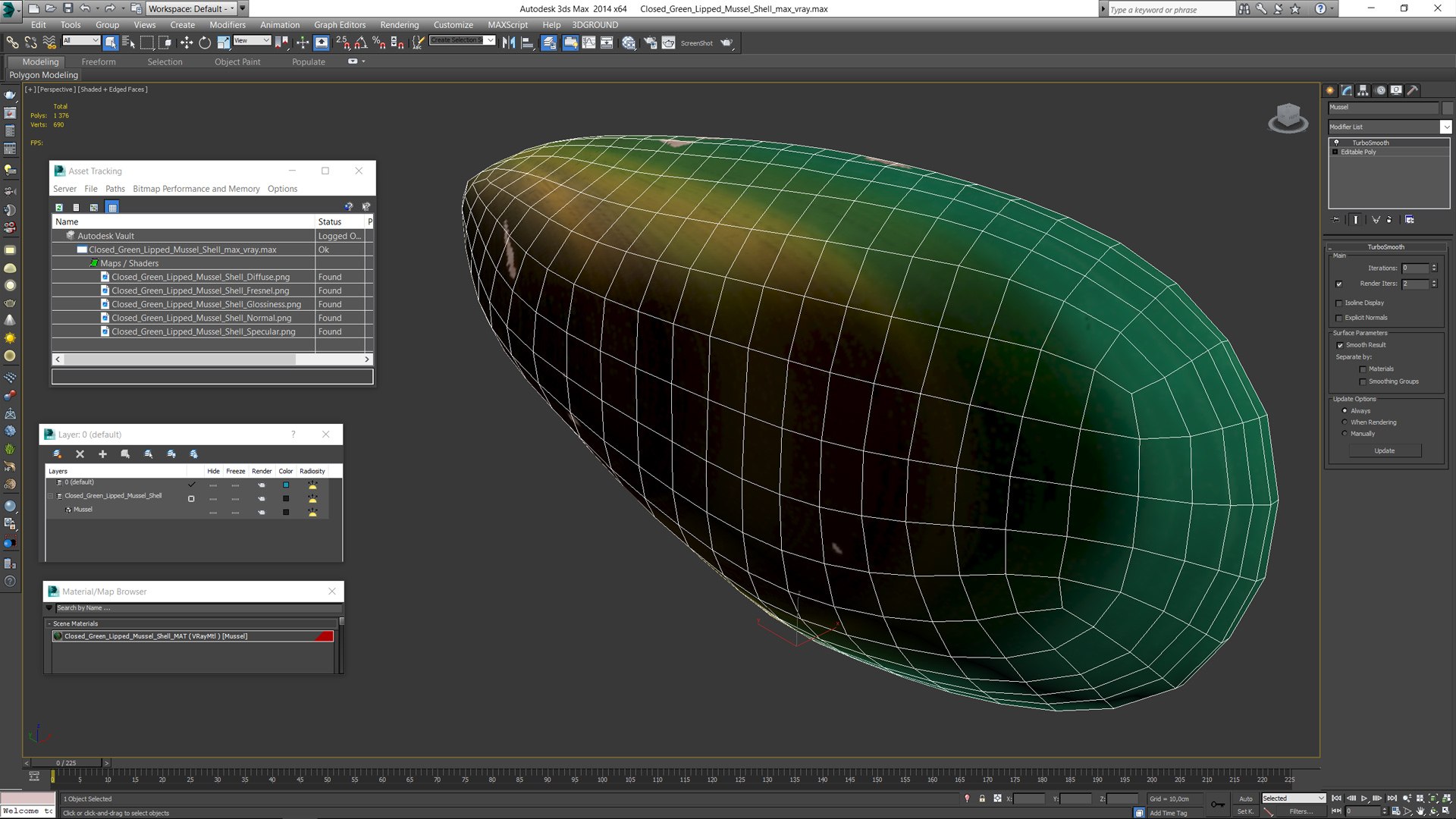 3D Closed Green Lipped Mussel Shell Model - TurboSquid 2228037