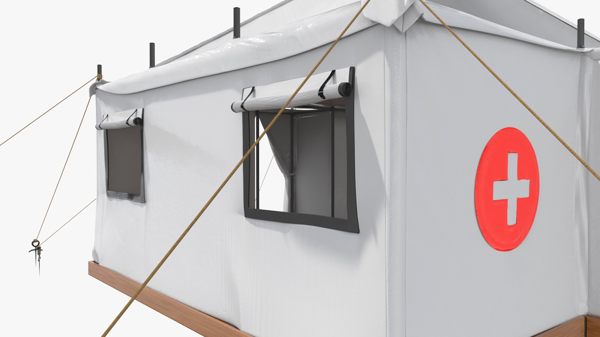 3D Medical Canvas Tent On Wooden Base Model - TurboSquid 2399420