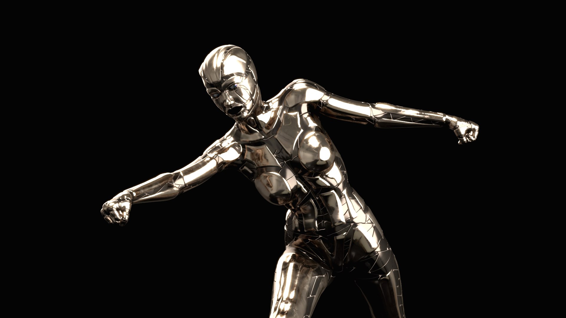 3D Rigged SILVER DROID Female - TurboSquid 1720602