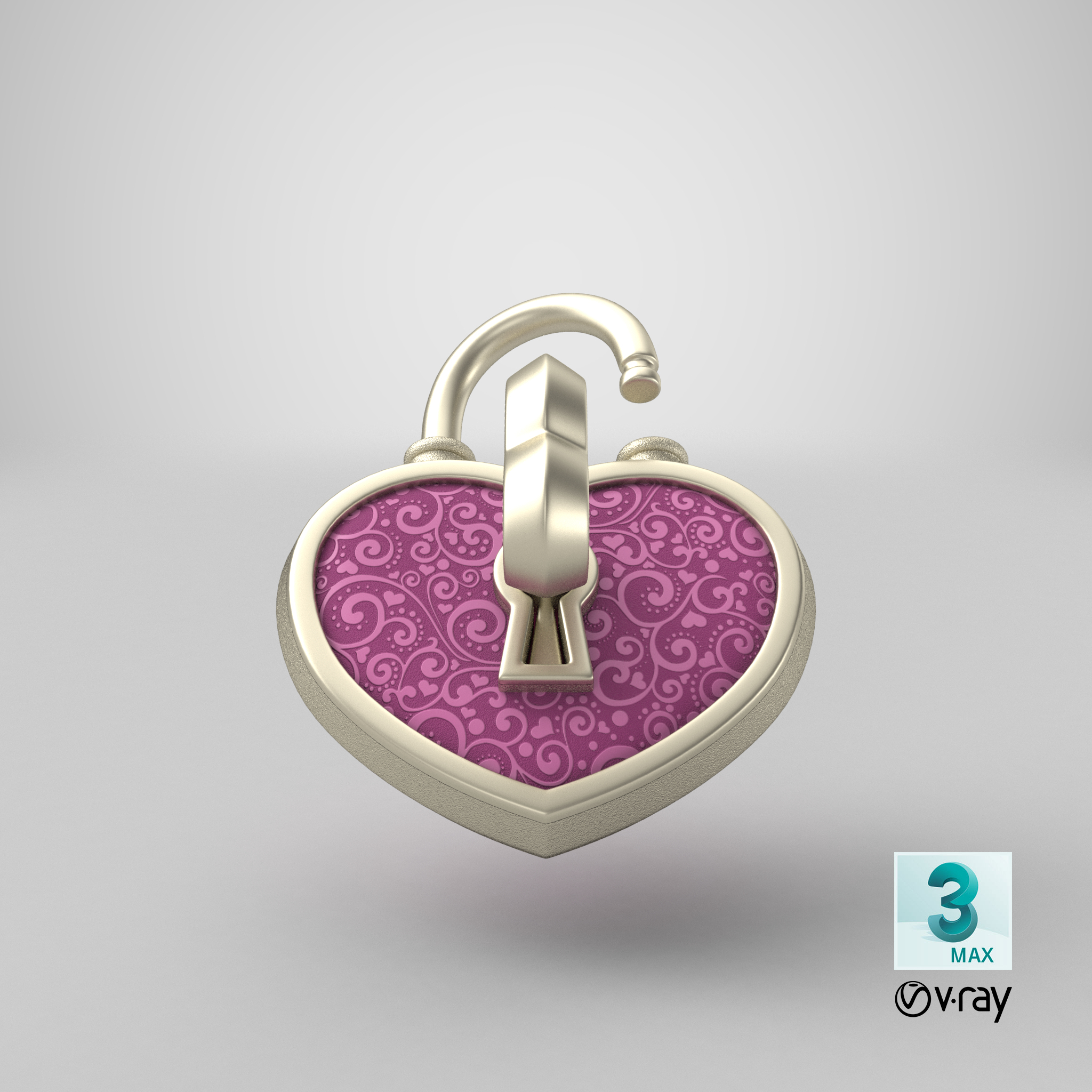 Heart lock silver 3D - TurboSquid 1243516