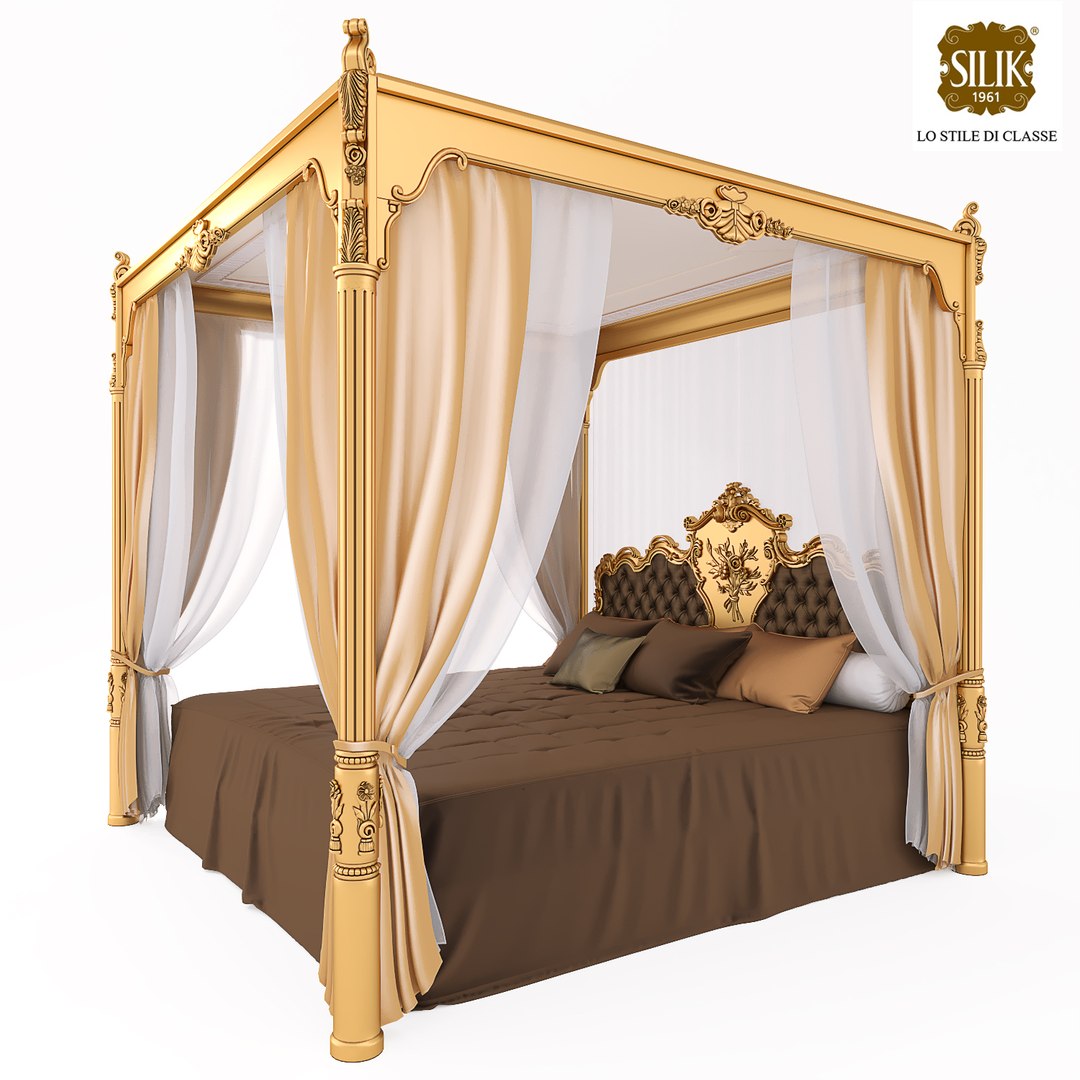 Cama King Size Silik Venre com Dossel Modelo 3D - TurboSquid 1145501