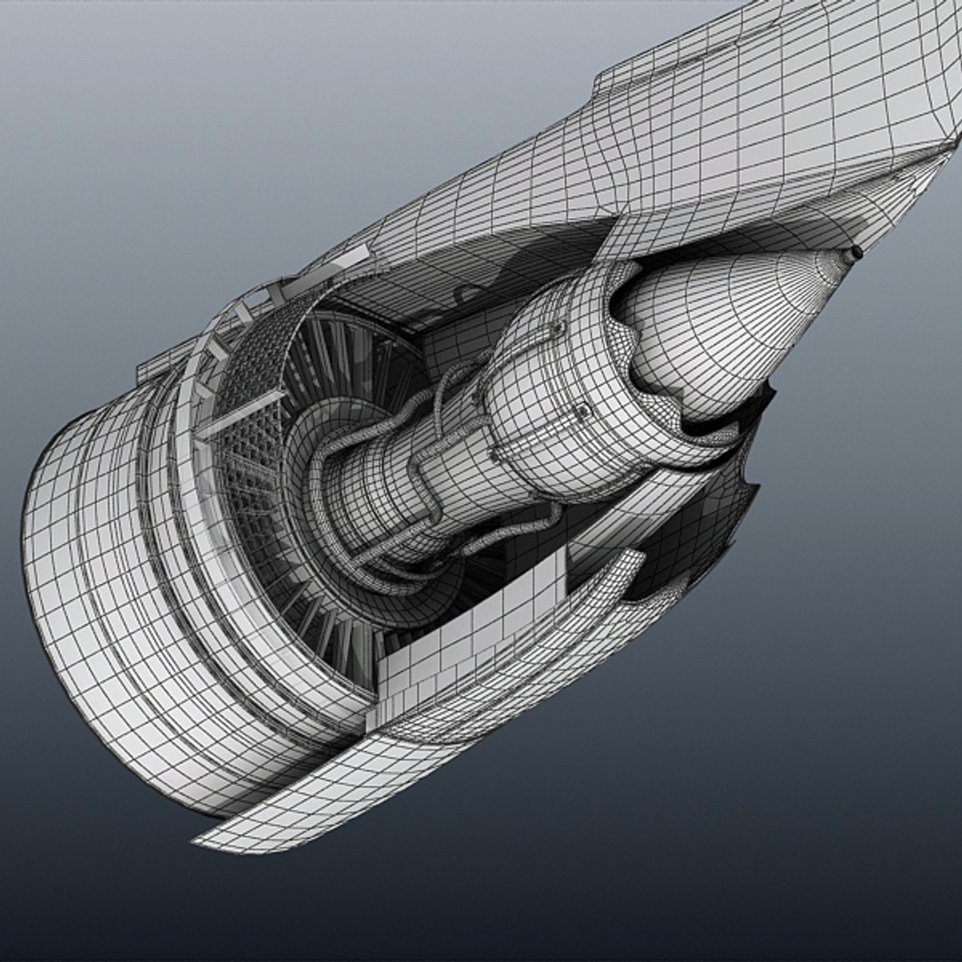 genx-2b jet engine 3d model
