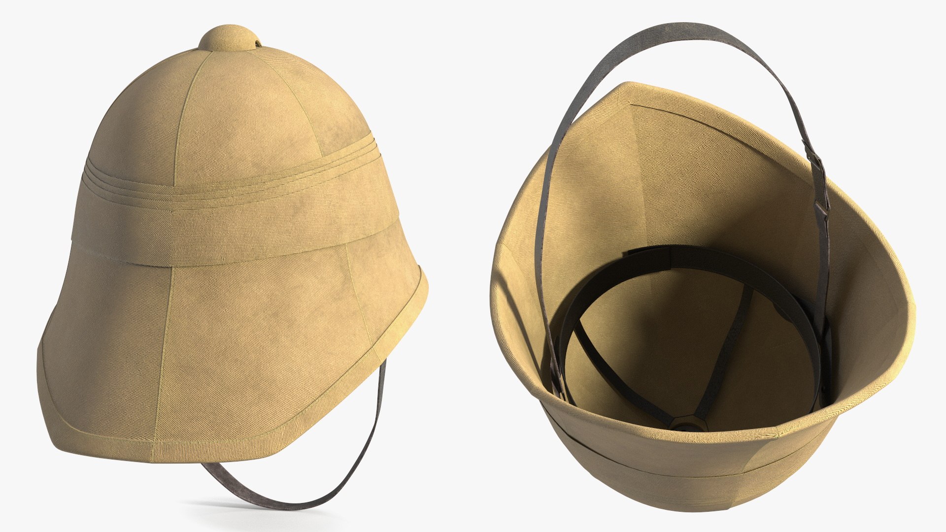 Used British Army Pith Helmet Beige Worn Strap Model - TurboSquid 2422391