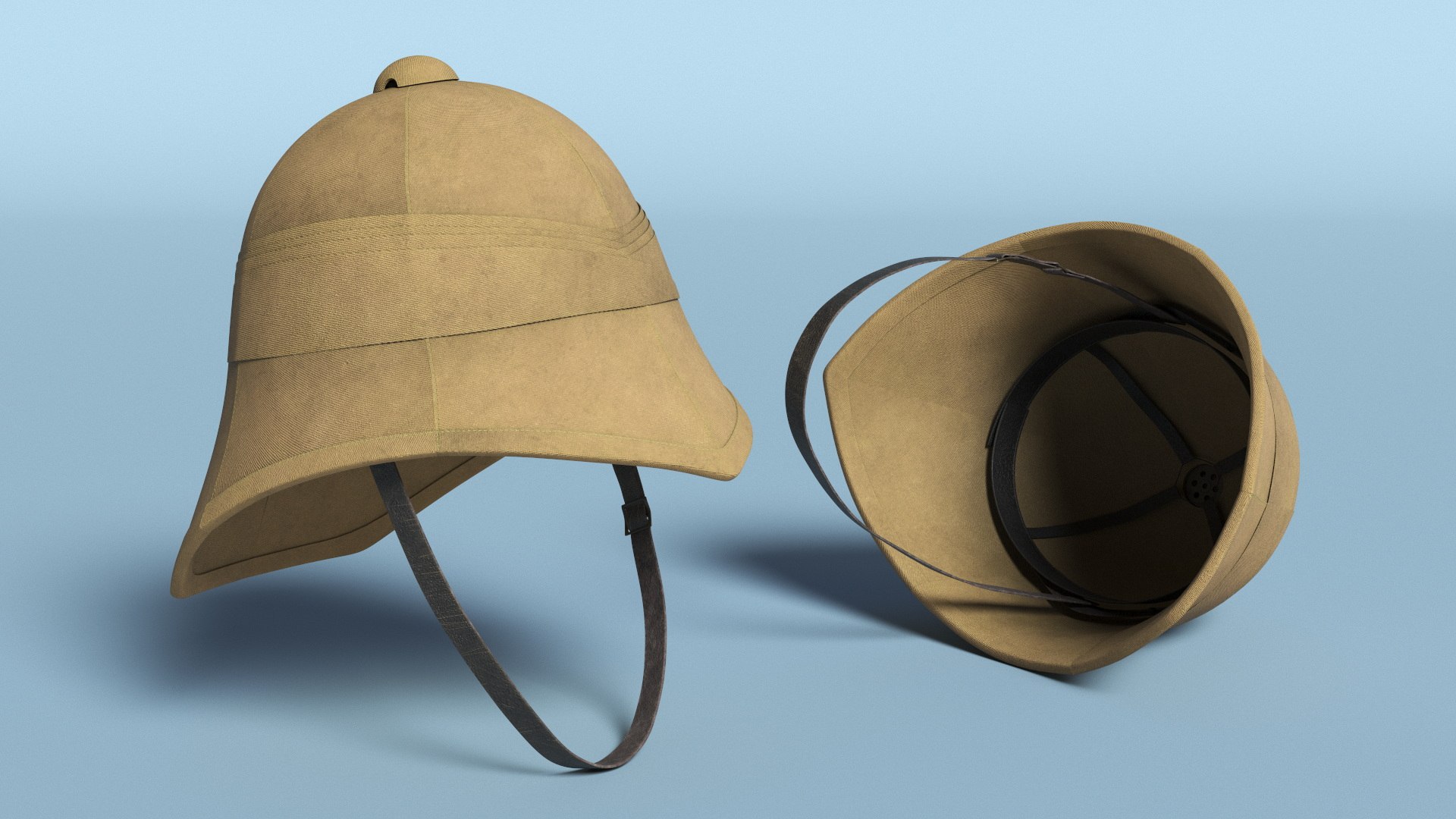 Used British Army Pith Helmet Beige Worn Strap Model - TurboSquid 2422391
