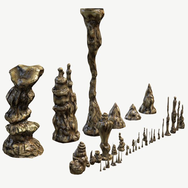 3d 25 stalagmite props cave
