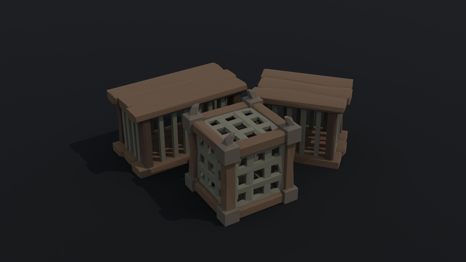 Low-poly Cartoon medieval Polygonal cage kit 3D model - TurboSquid 2045976