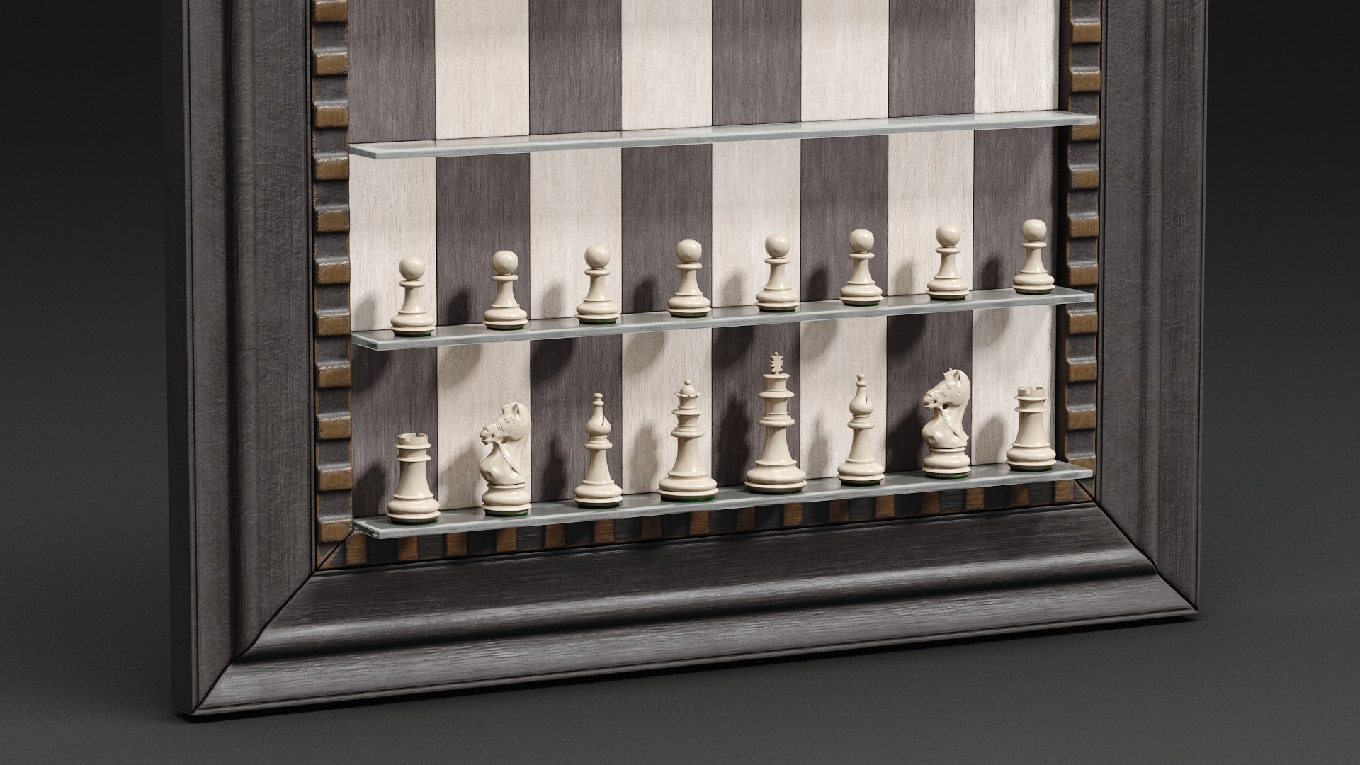 3D Vertical Wall Chess Dark Wood Set - TurboSquid 2086168