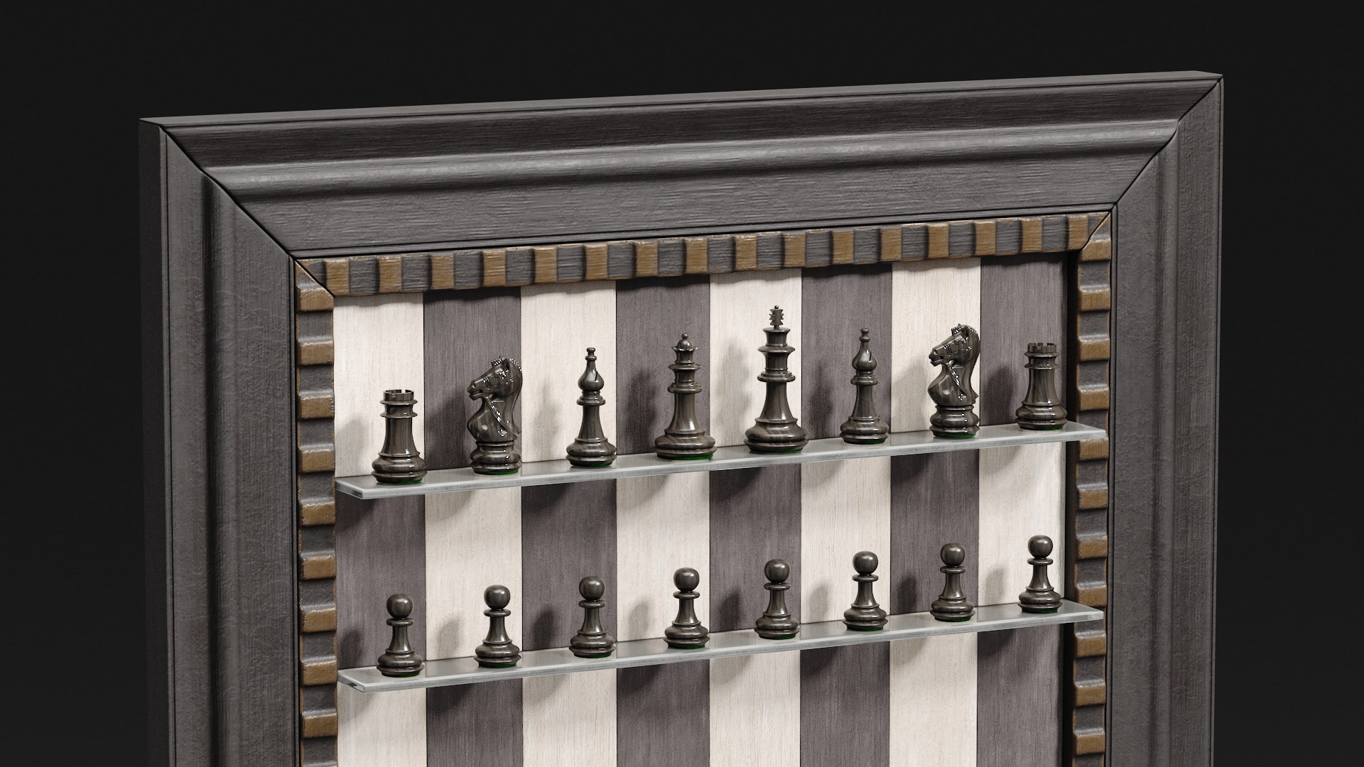 3D Vertical Wall Chess Dark Wood Set - TurboSquid 2086168