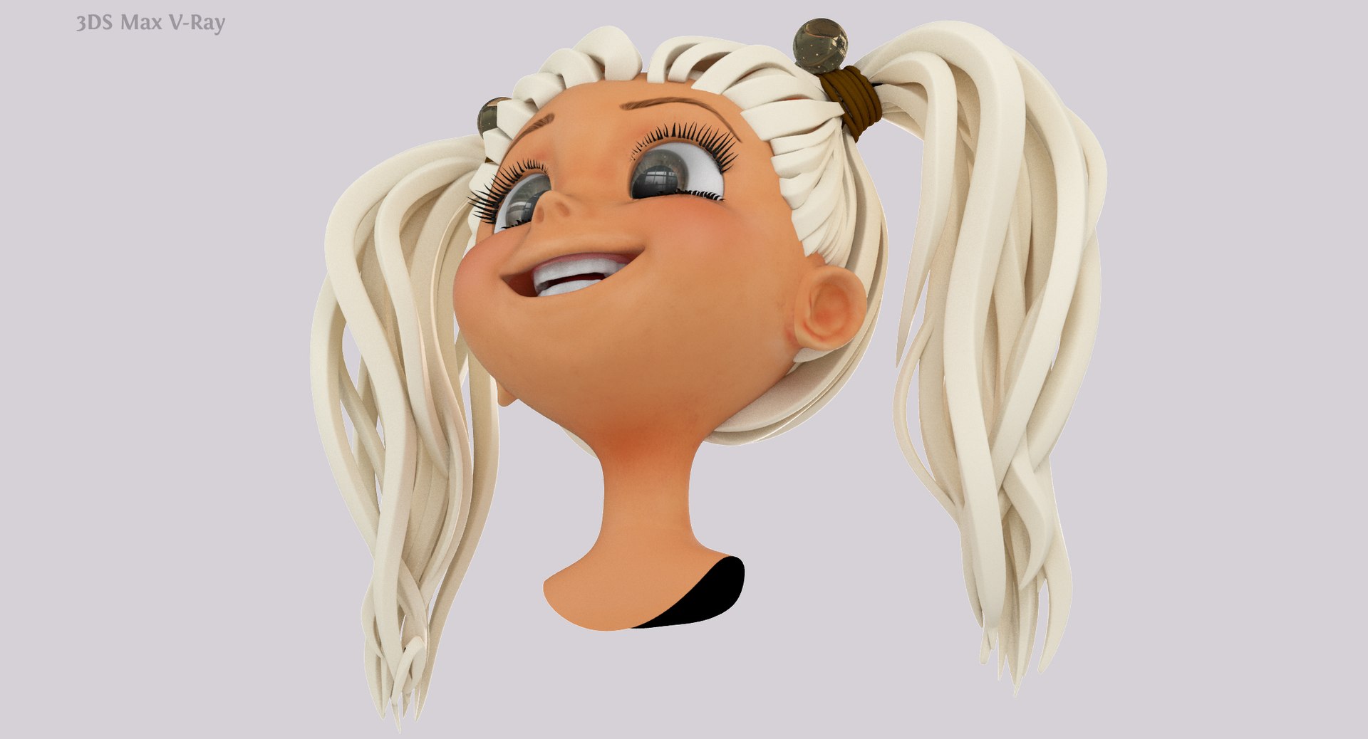cartoon girls head face 3d model