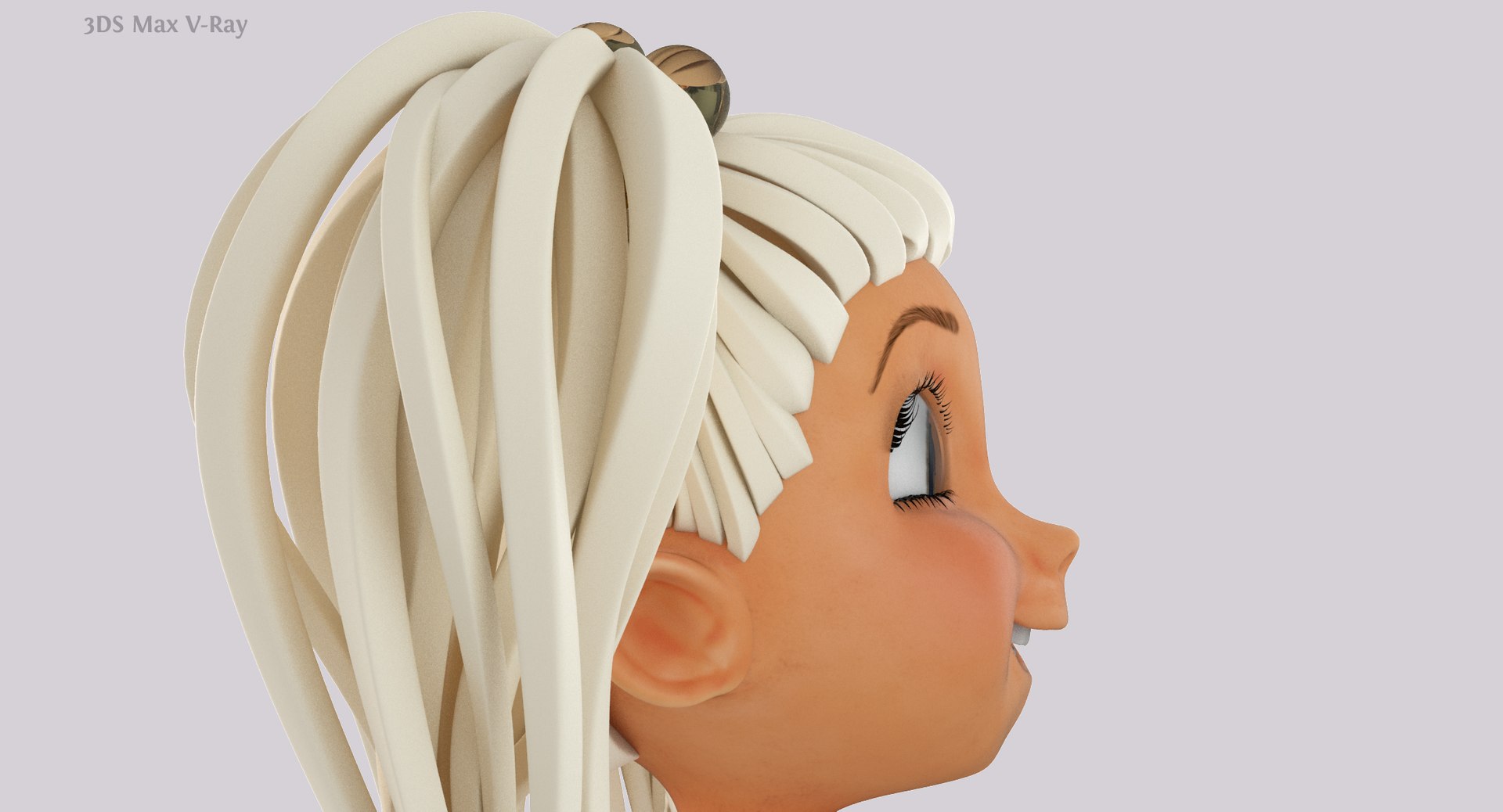 cartoon girls head face 3d model