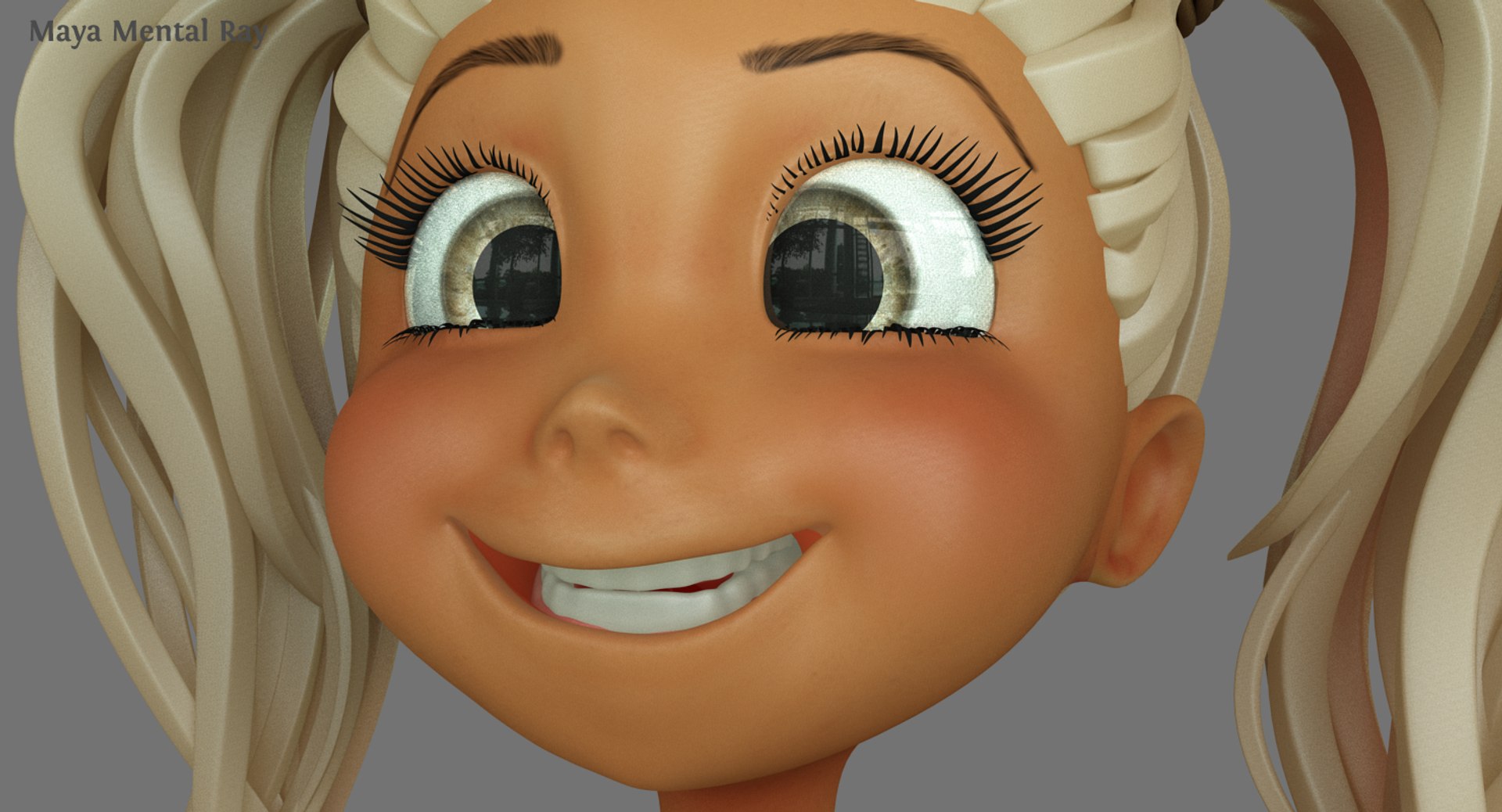 cartoon girls head face 3d model
