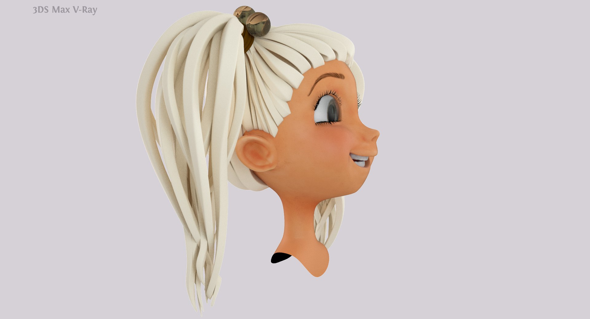 cartoon girls head face 3d model