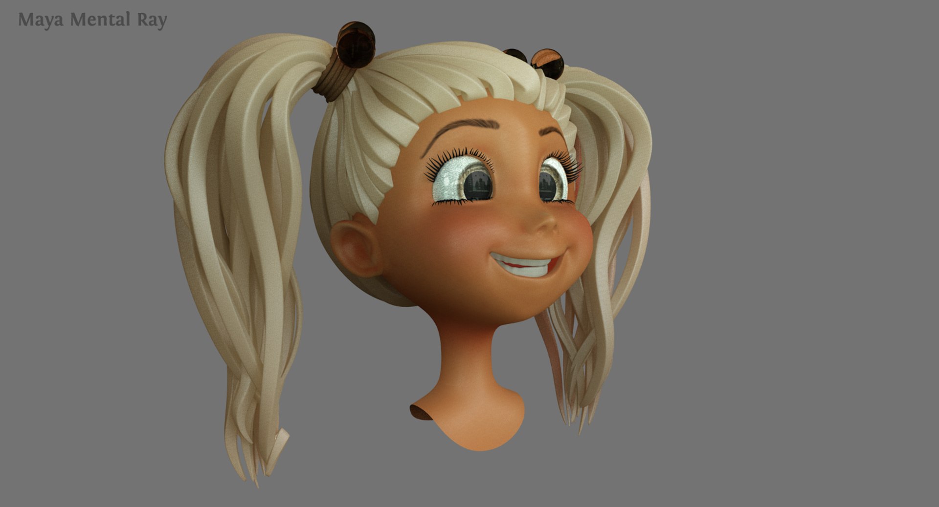 cartoon girls head face 3d model