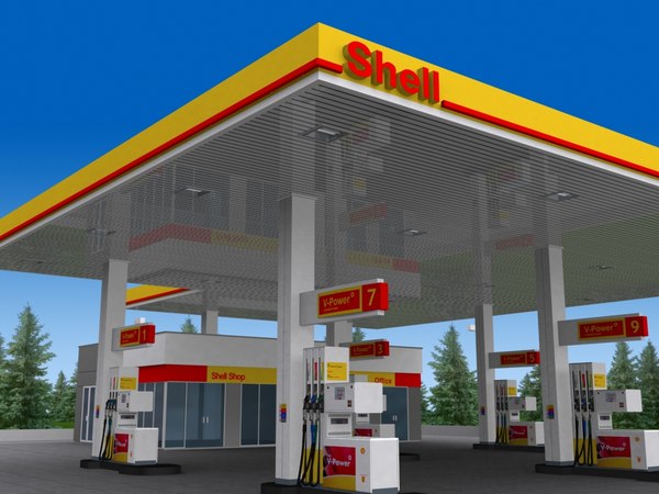shell gas station day 3d model
