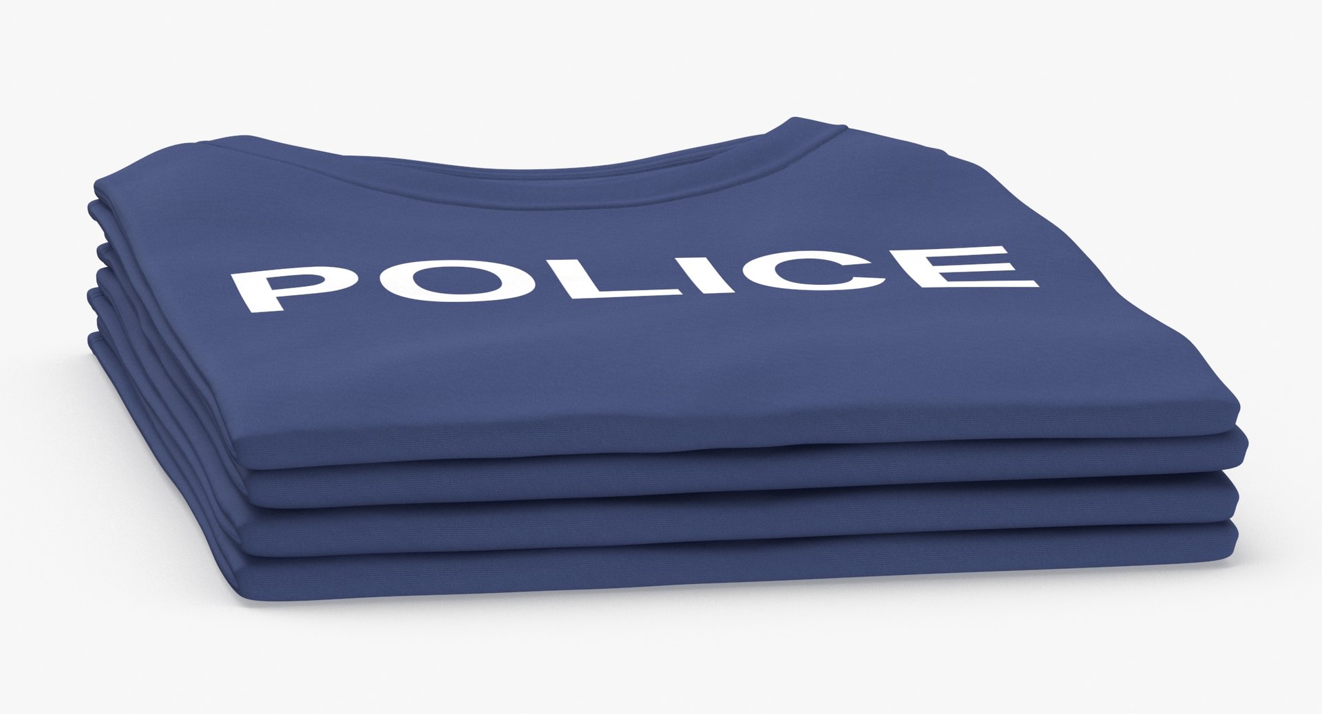 3D Model Female Crew Neck Folded Stacked Dark Blue Police 01 ...