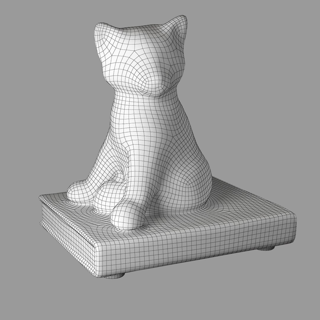 statuette cat book 3d model