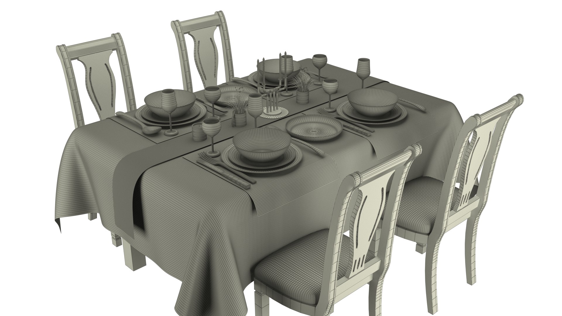 Restaurant Dining Table Set 3D Model - TurboSquid 1865266