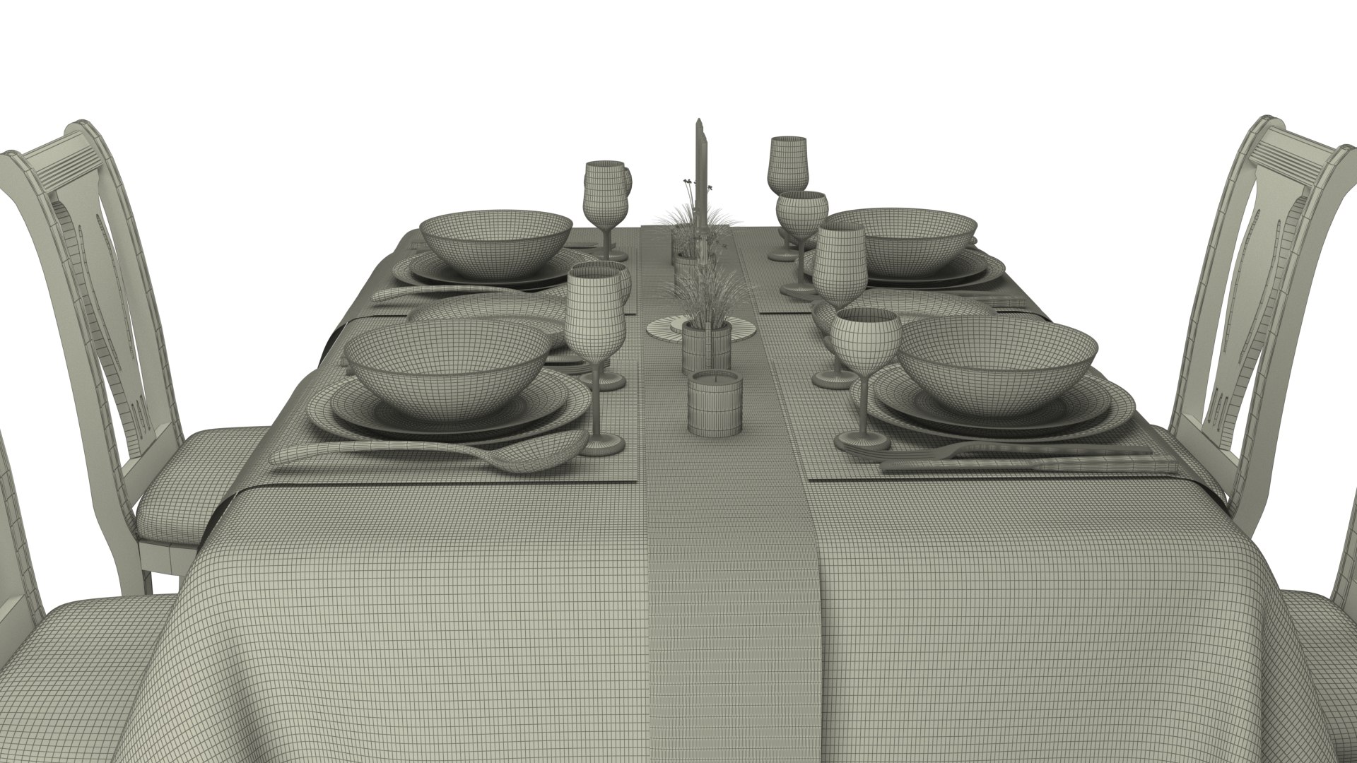 Restaurant Dining Table Set 3D Model - TurboSquid 1865266