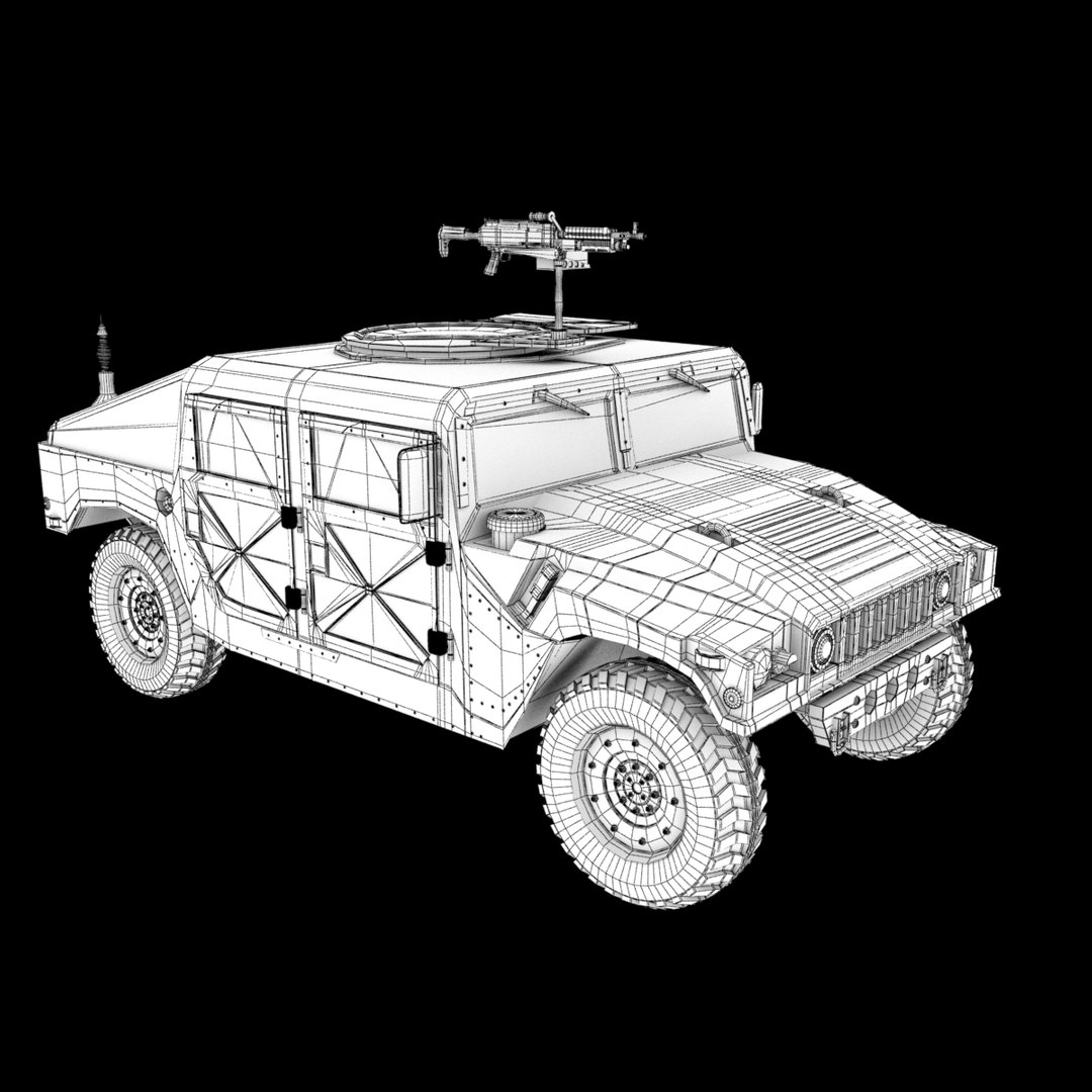 3d Military Humvee Machine Gun Model