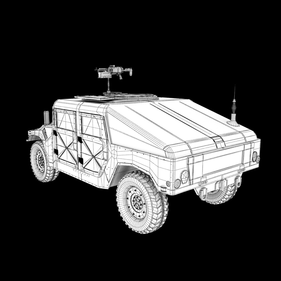 3d Military Humvee Machine Gun Model